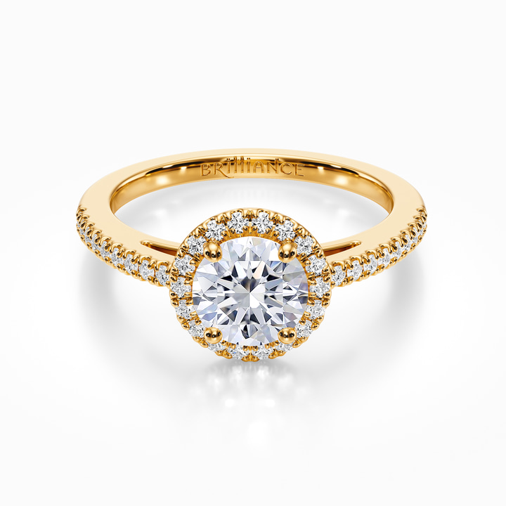 Floating Diamond Engagement Ring Setting In Yellow Gold