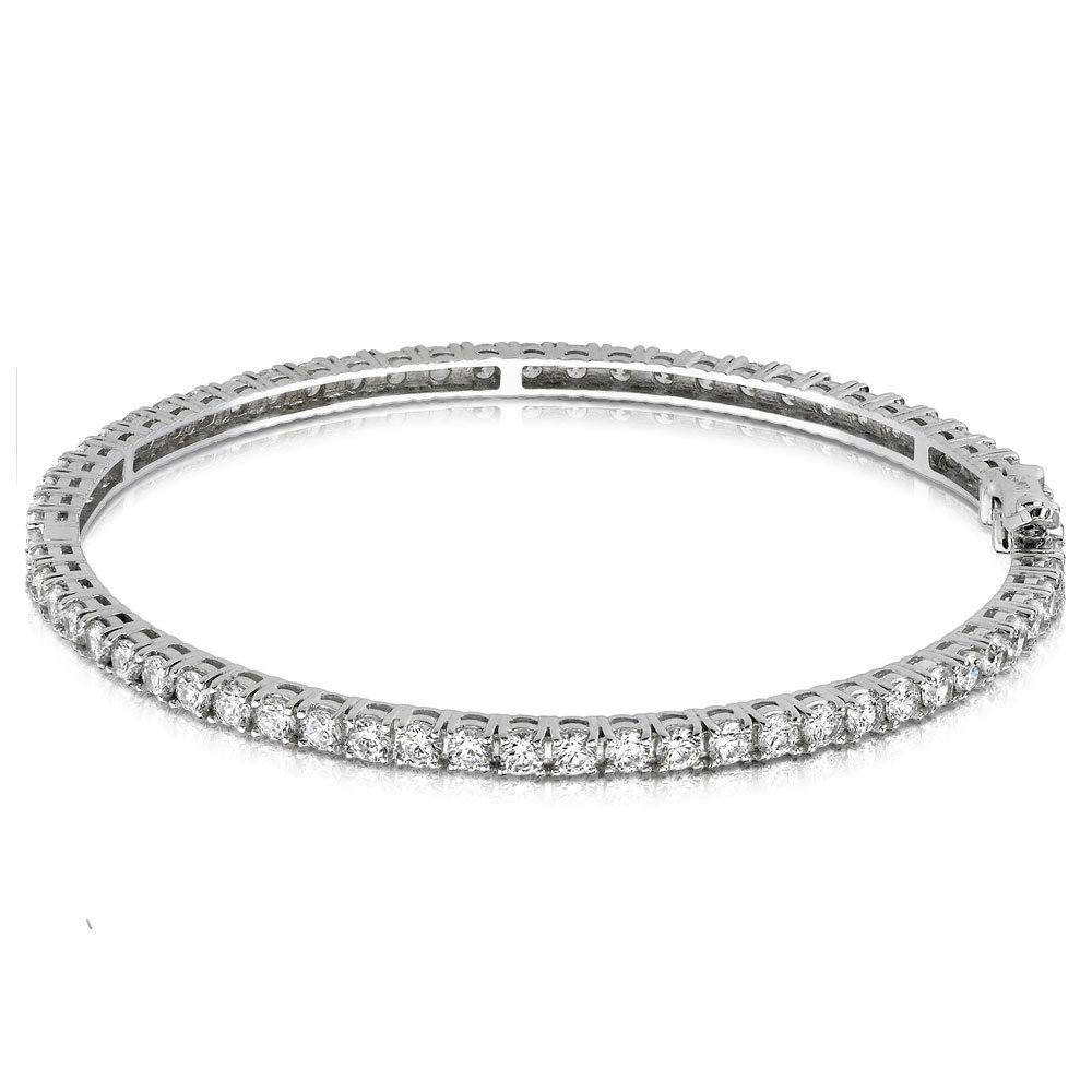 White Gold Diamond Eternity Bangle Bracelet (2 1/2 Ctw)