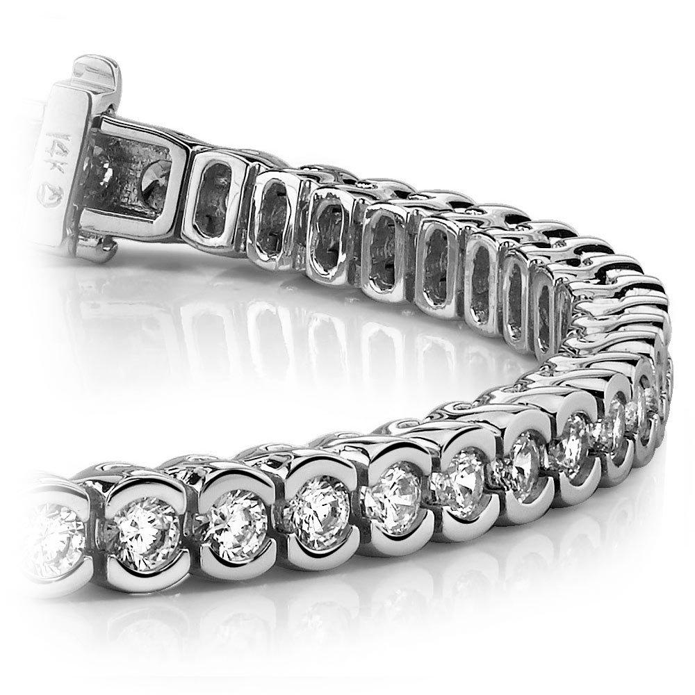 Half Bezel Diamond Bracelet in White Gold (5 ctw)