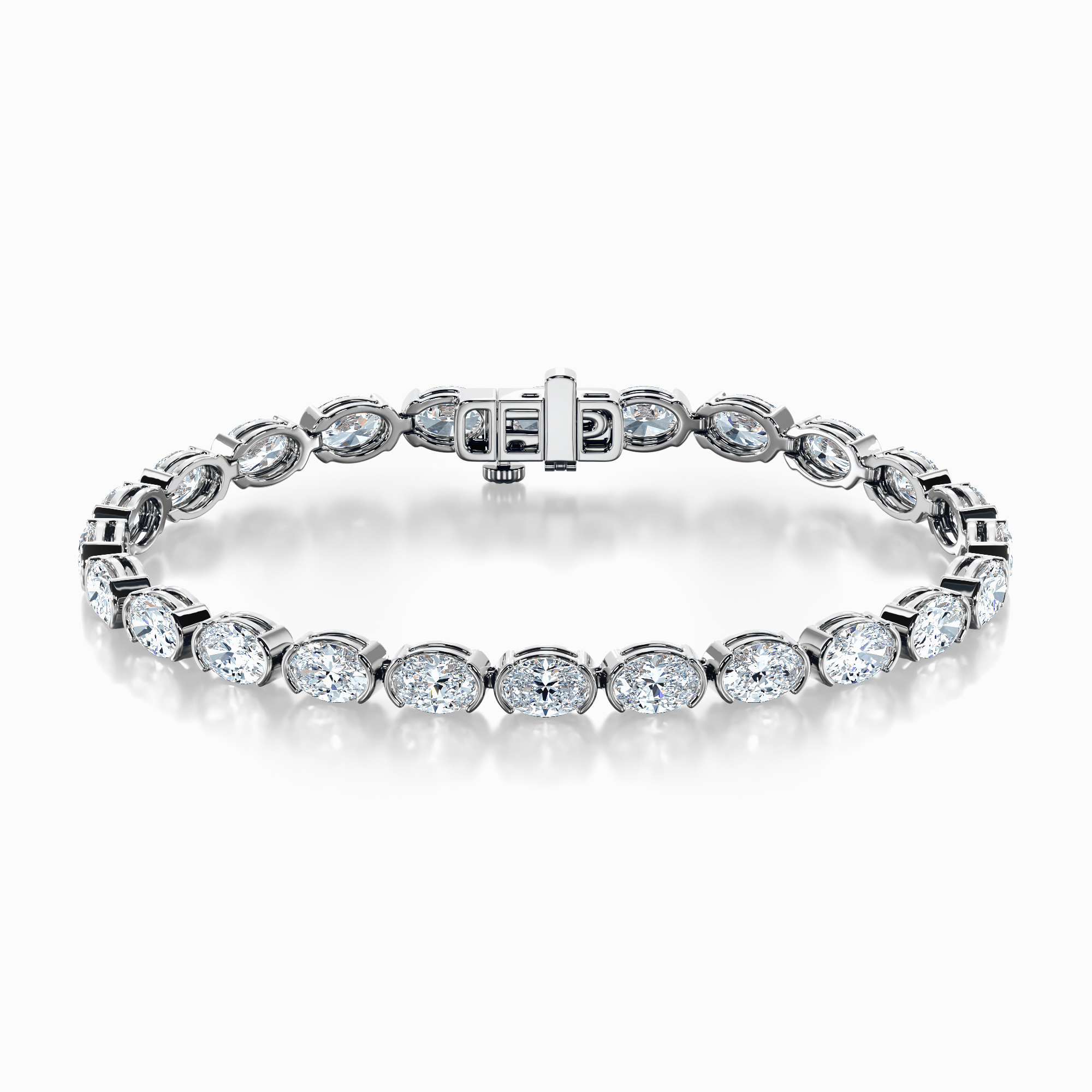 Half Bezel Oval Lab Diamond Bracelet in White Gold (13.00 carat)