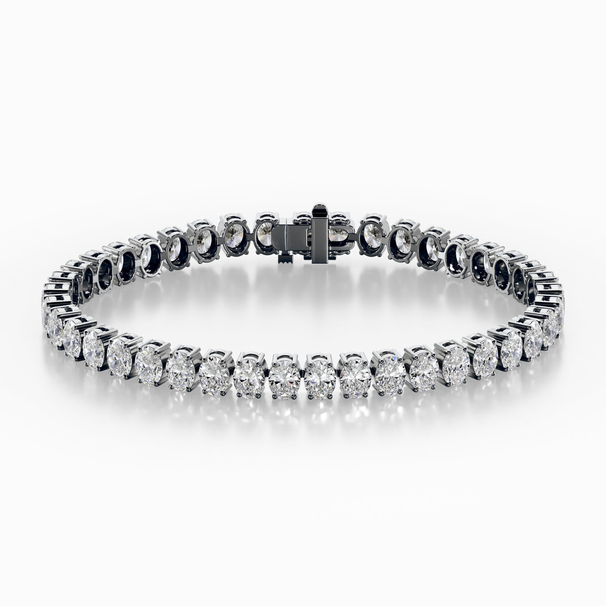 Oval Lab Diamond Bracelet in White Gold (16 Carat)