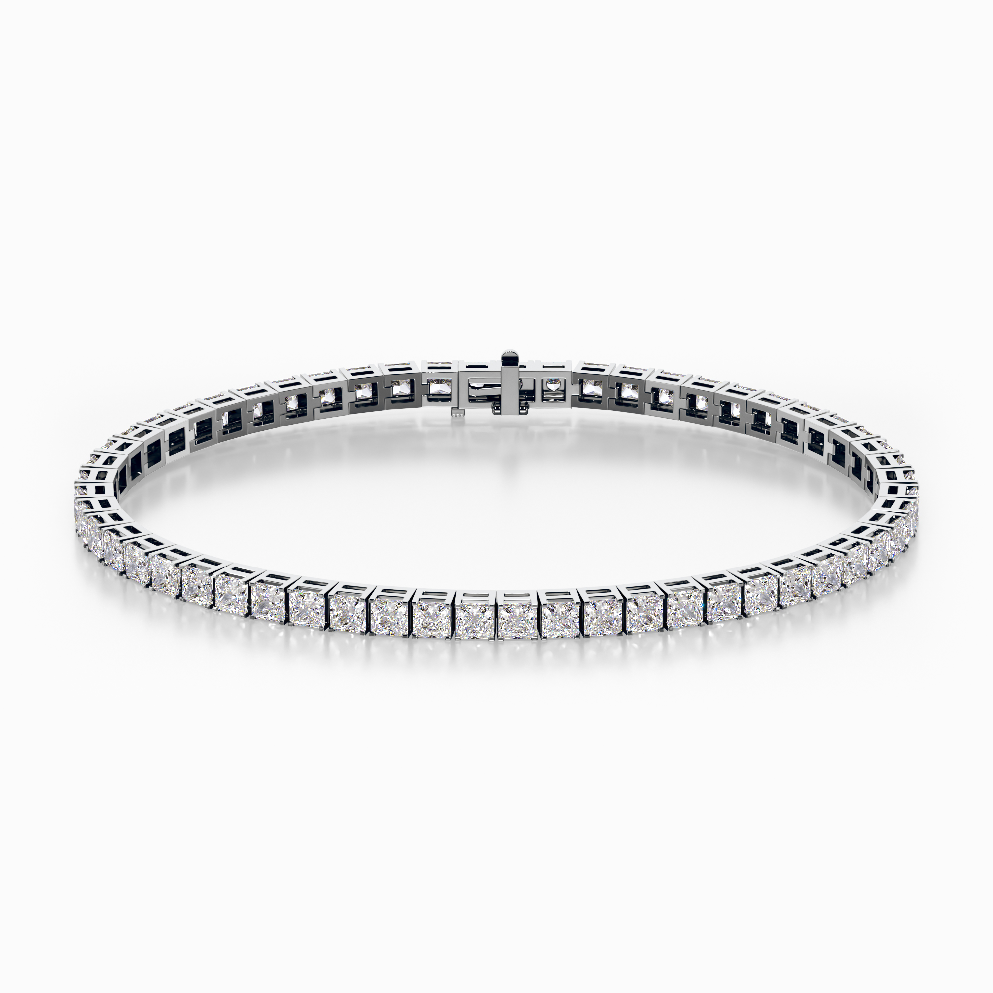 Princess Lab Diamond Bracelet in White Gold (8 Carat)
