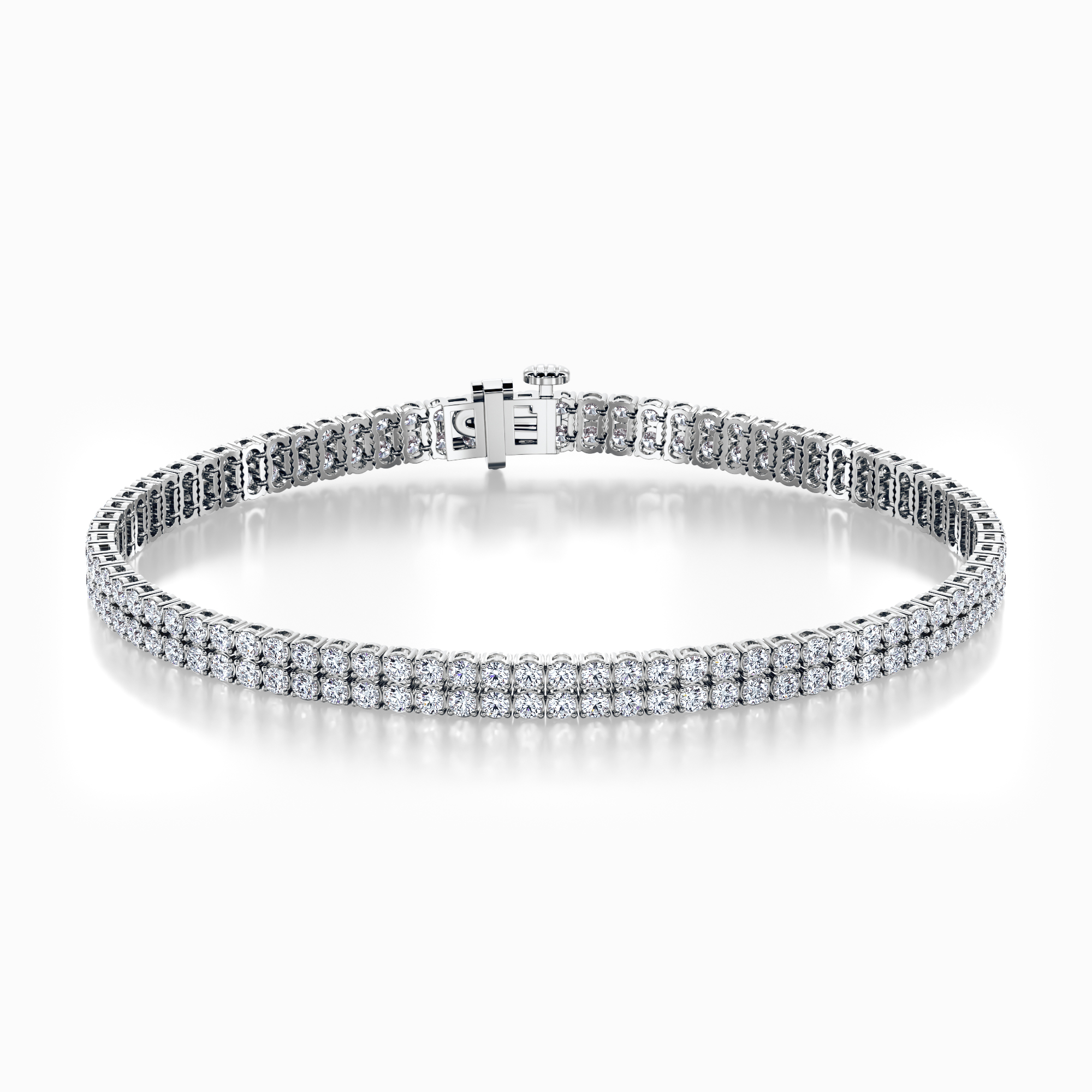 Two Row Lab Diamond Bracelet in White Gold (6.00 Carat)