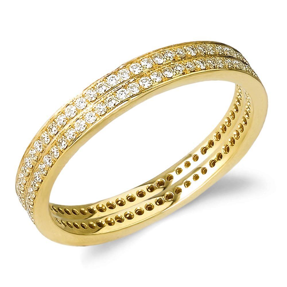 Delicate Gold Eternity Band Set With Pave Diamonds