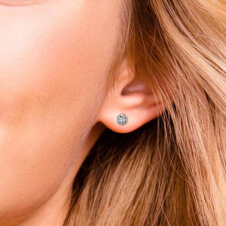 Bezel Diamond Stud Earrings In Platinum 1 Ctw Bezel Diamond Stud Earrings In Platinum 1 Ctw