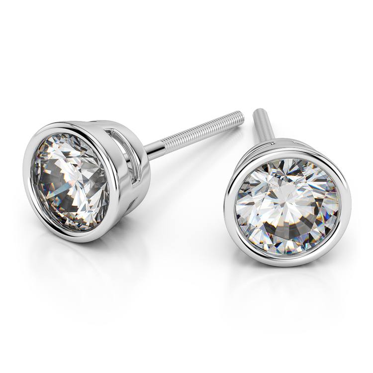 Bezel Earring Settings in White Gold
