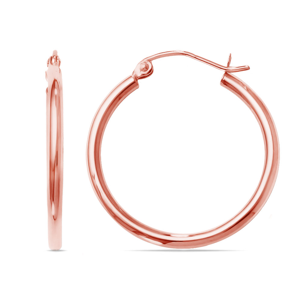 Medium Rose Gold Hoop Earrings | 25 mm | Classic Design