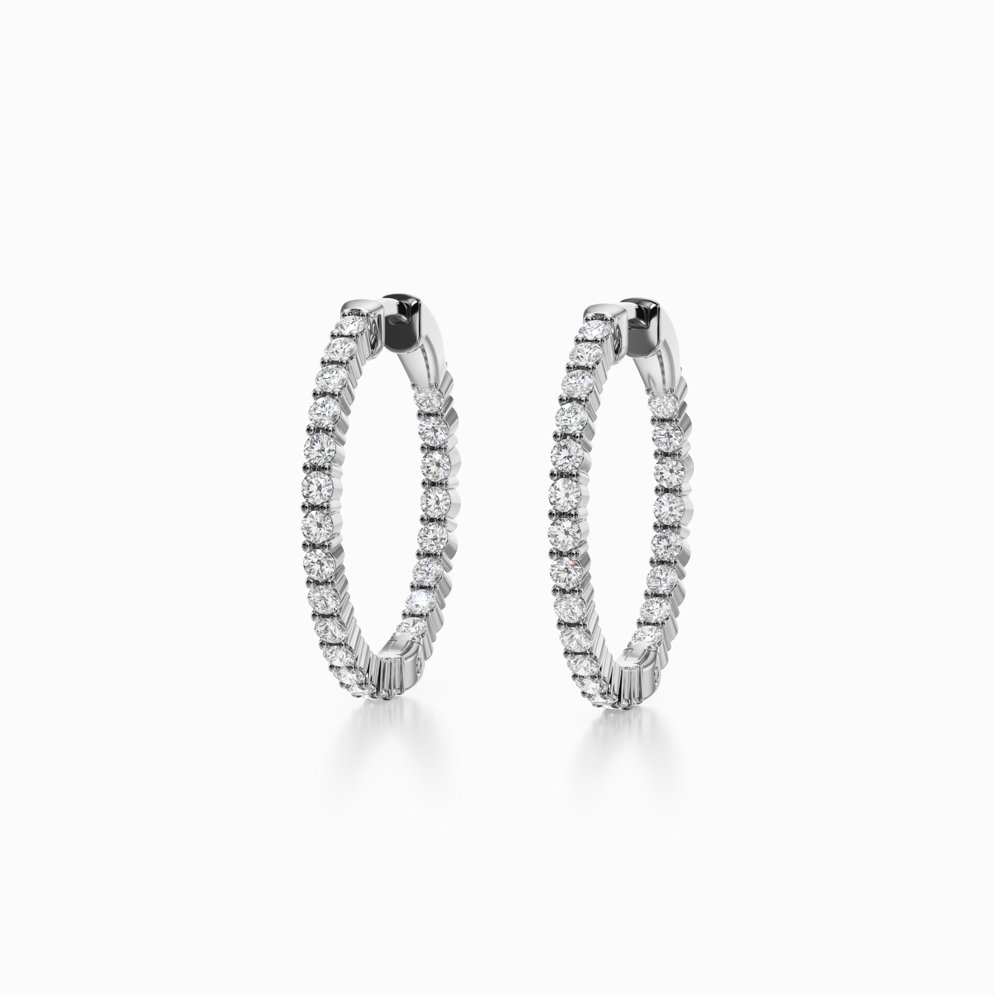Lab Diamond Hoop Earrings in White Gold (1.00 carat)