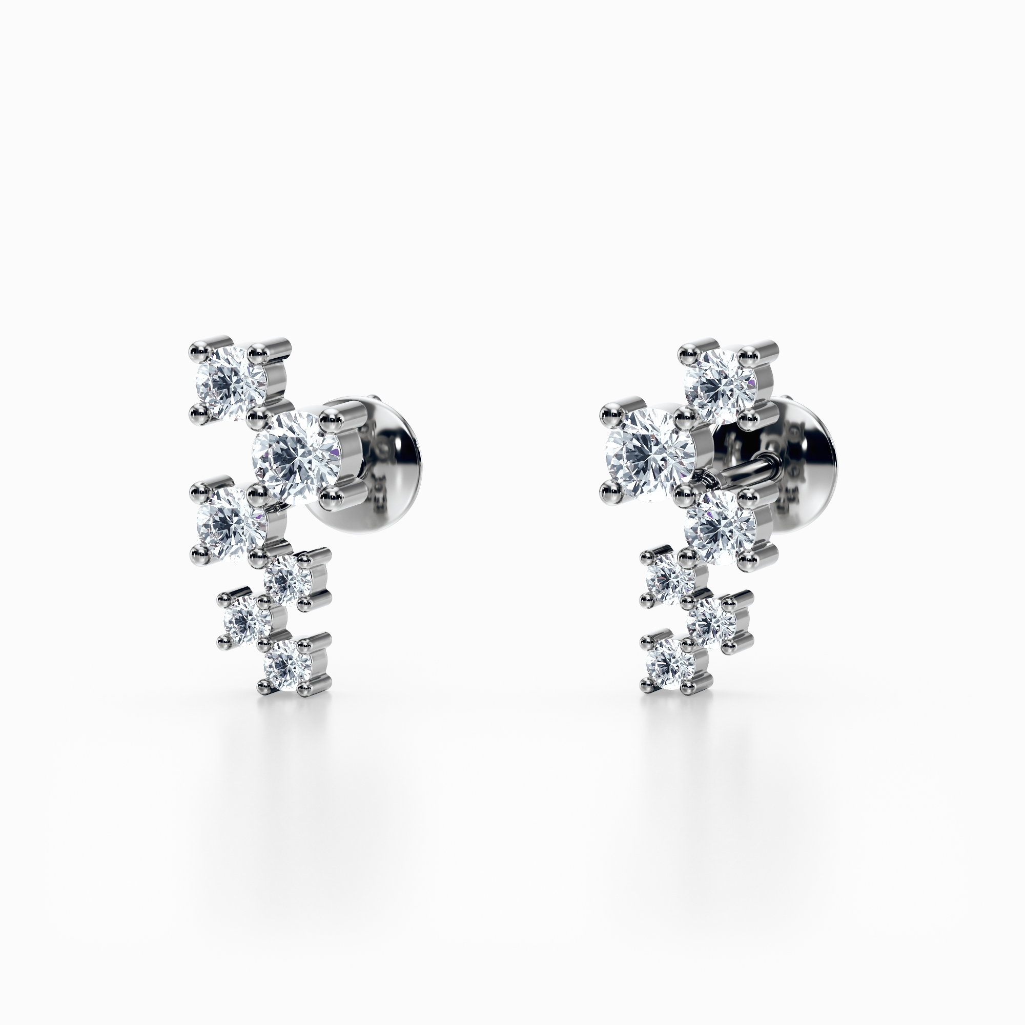 Lab Diamond Round Cluster Earrings in White Gold (0.41 carat)