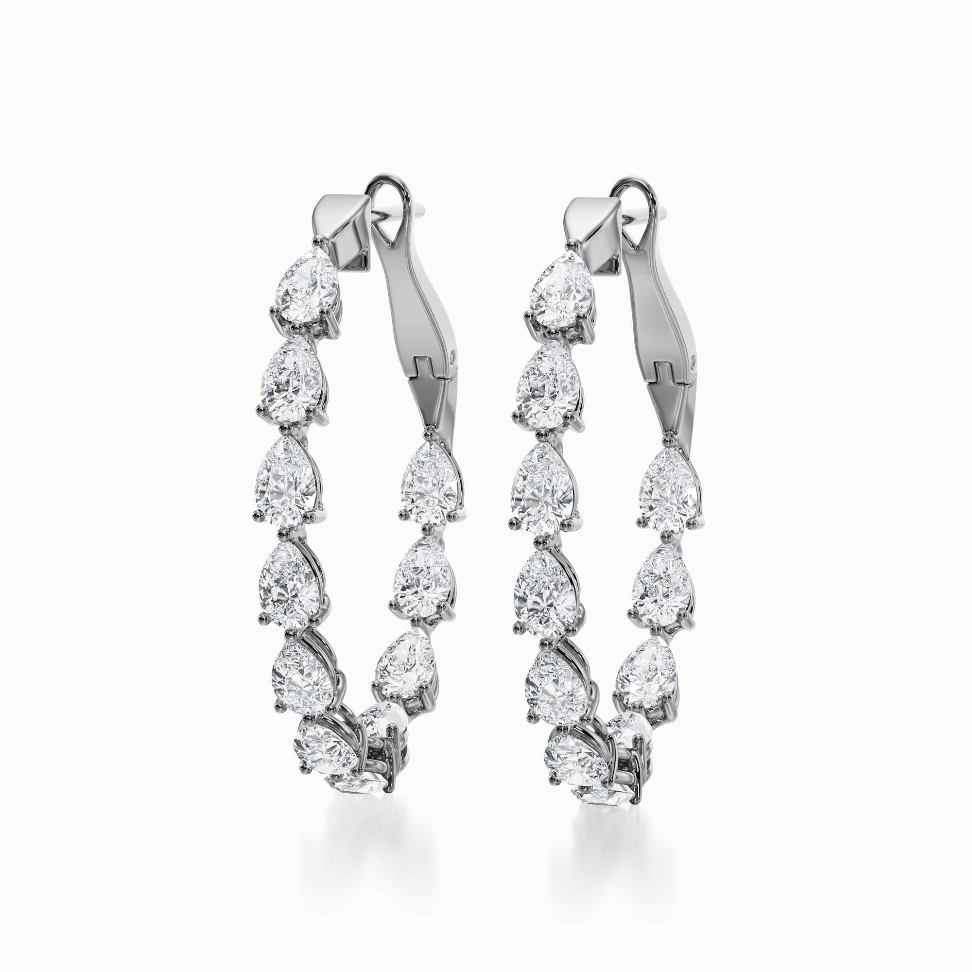 Pear Lab Diamond Hoop Earrings in White Gold (4.25 carat)