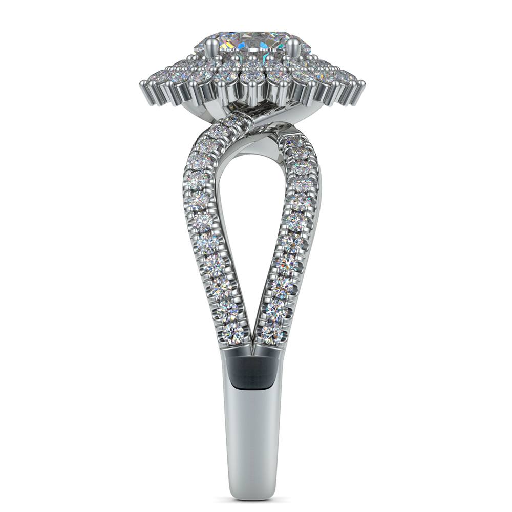 Platinum Sunburst Diamond Engagement Ring Setting