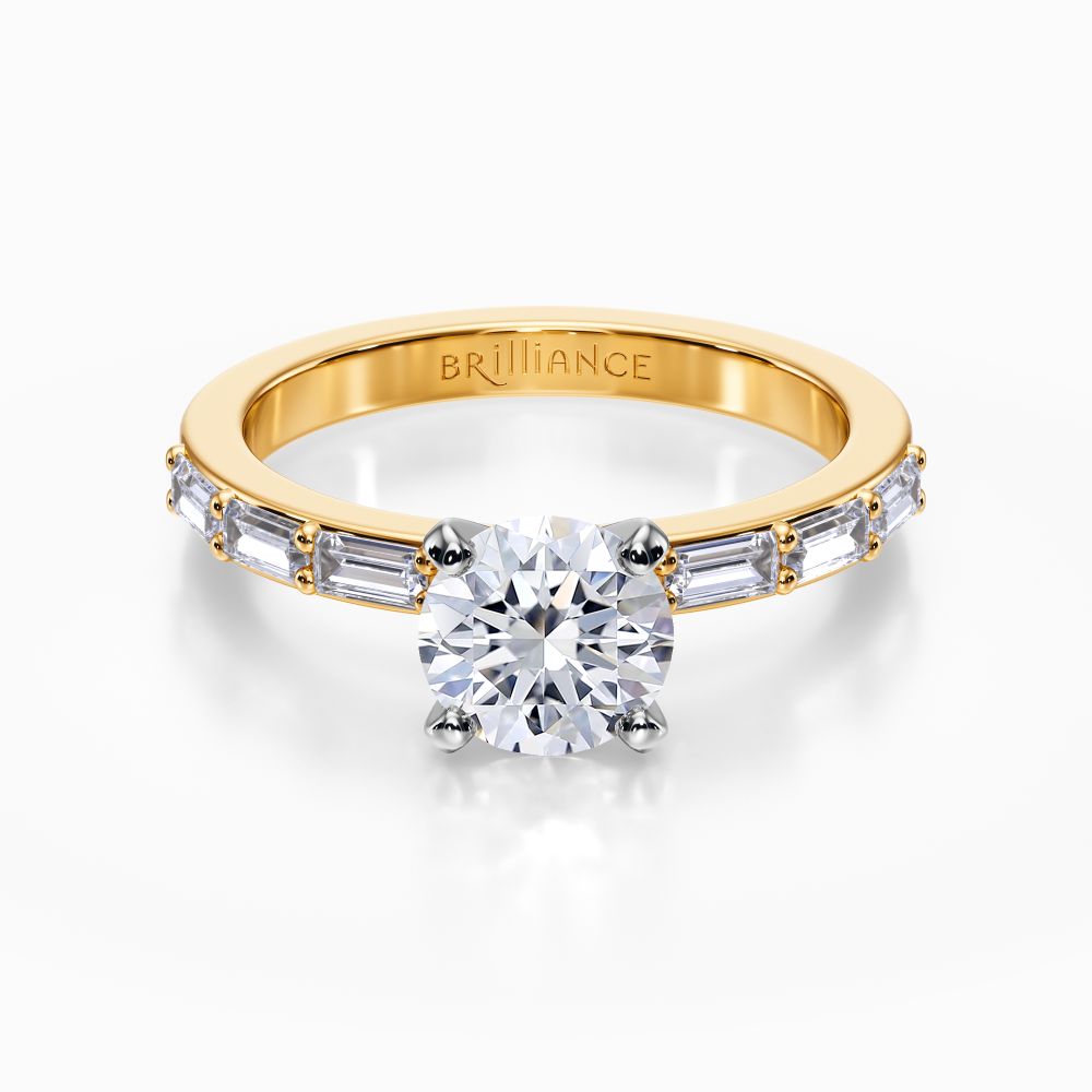 Baguette Diamond Engagement Ring in Yellow Gold