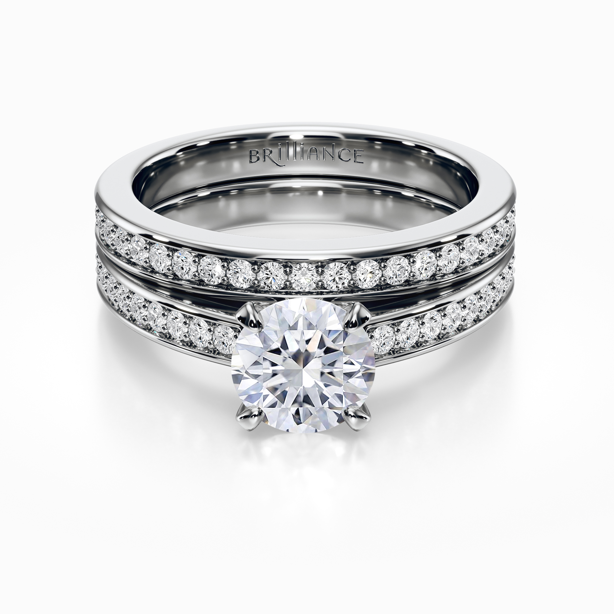 Cathedral Pave Set Diamond Bridal Set In White Gold