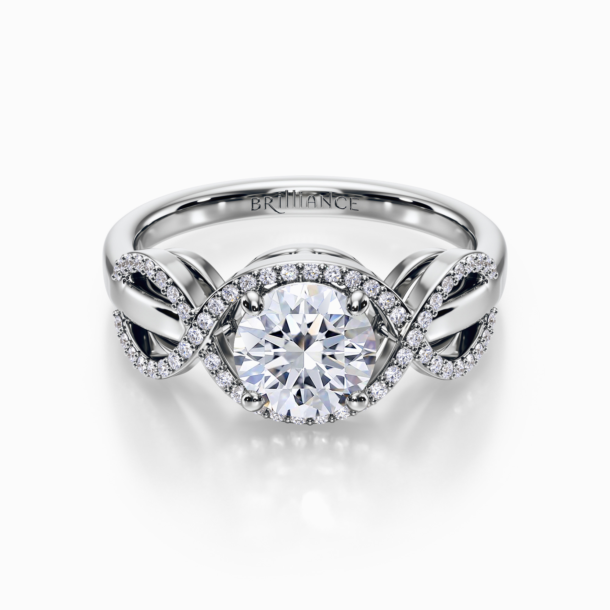 Diamond Knot Engagement Ring in White Gold