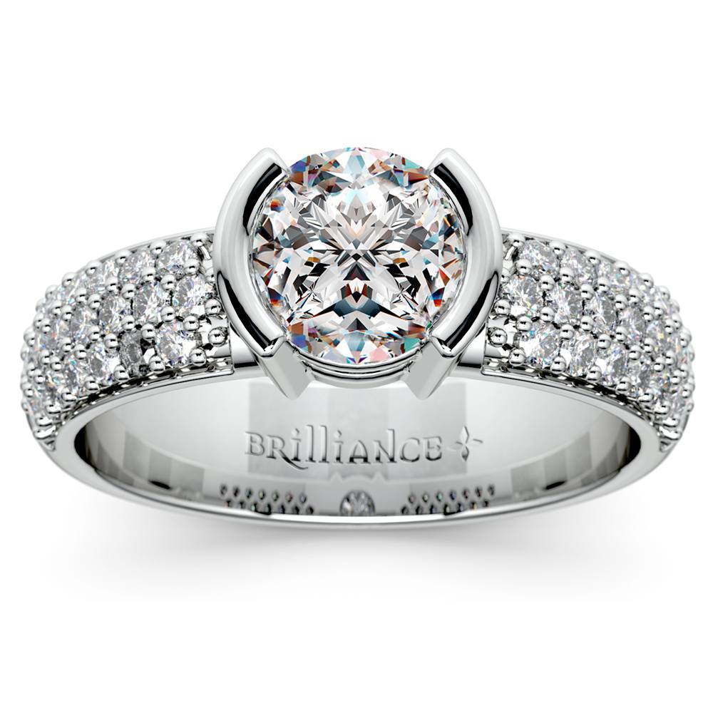 Half Bezel Diamond Engagement Ring in Platinum (3/8 ctw)