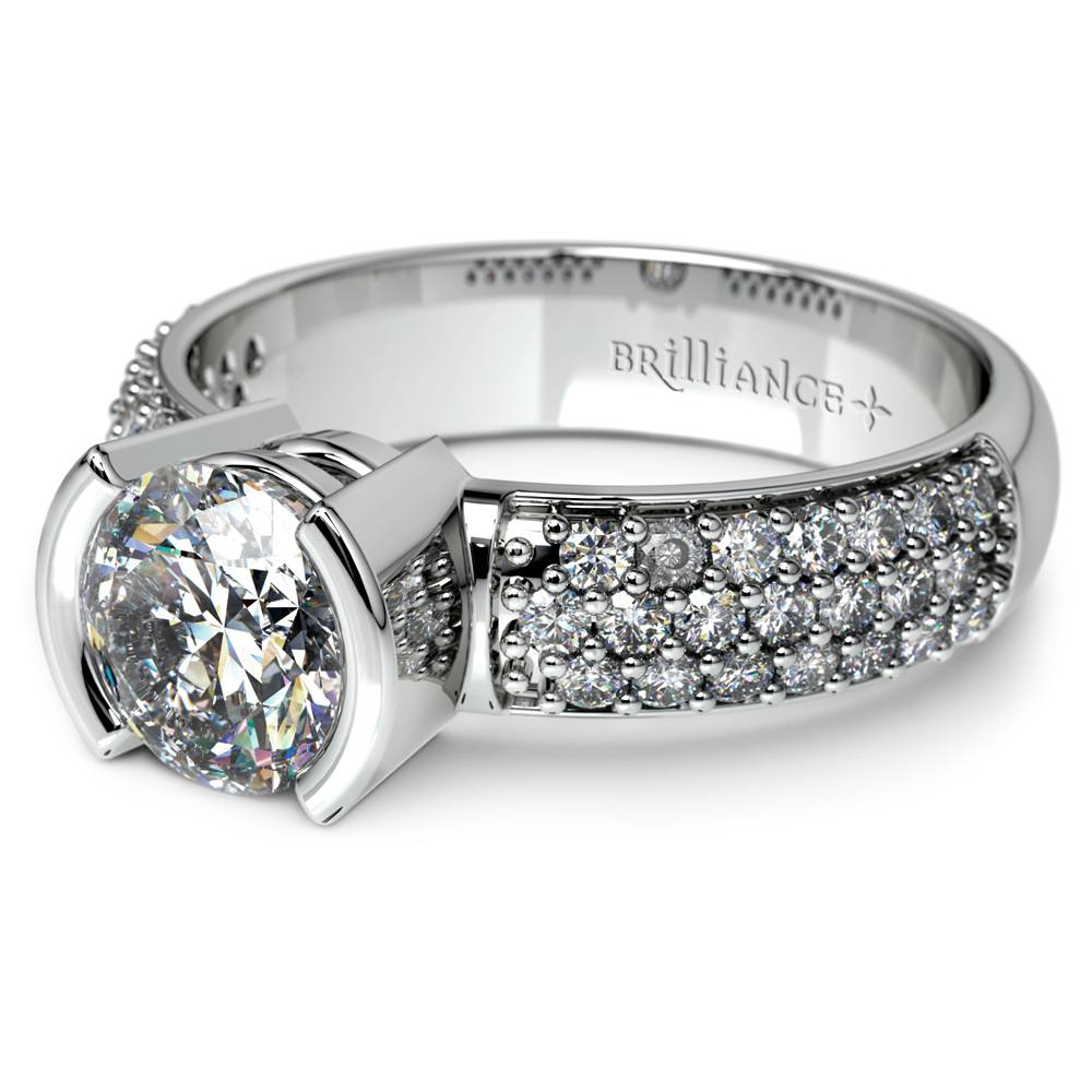 Half Bezel Diamond Engagement Ring in Platinum (3/8 ctw)