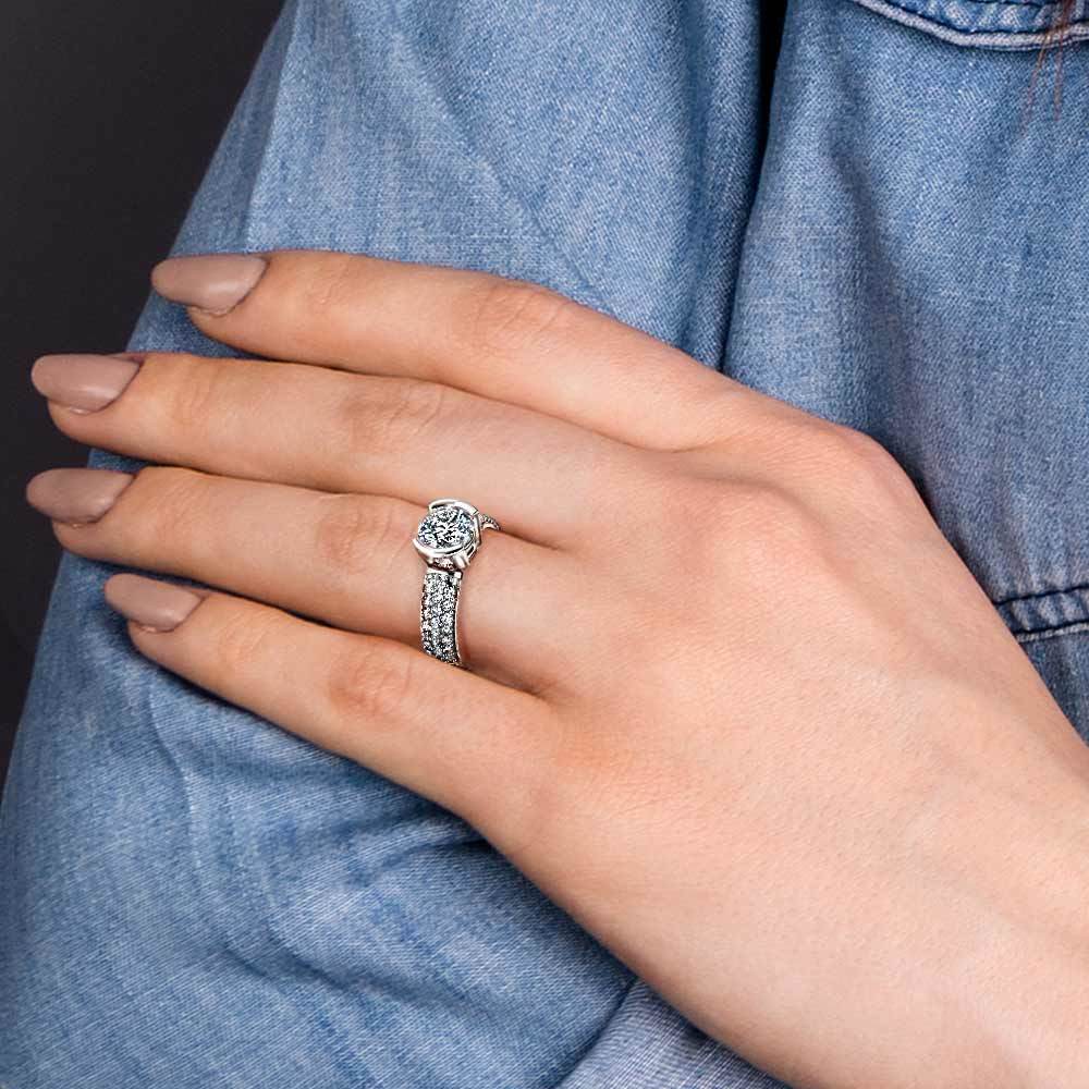 Half Bezel Diamond Engagement Ring in Platinum (3/8 ctw)