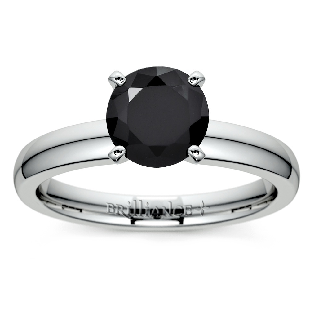 1/3 Carat Round Cut Black Diamond Ring In Platinum