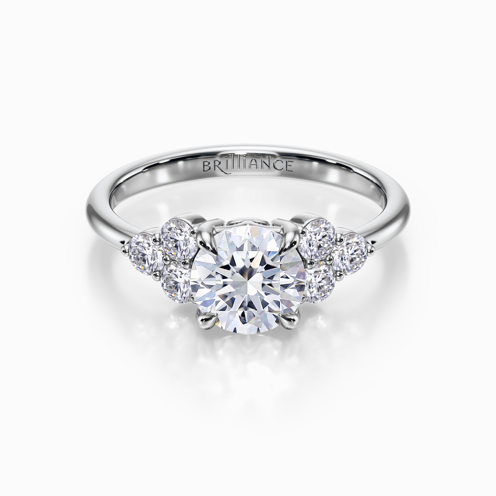 Round Diamond Cluster Engagement Ring in White Gold