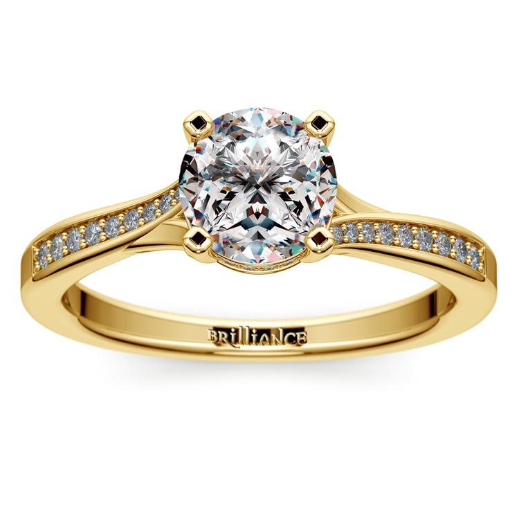Split Shank Pave Diamond Ring Setting In Classic Gold