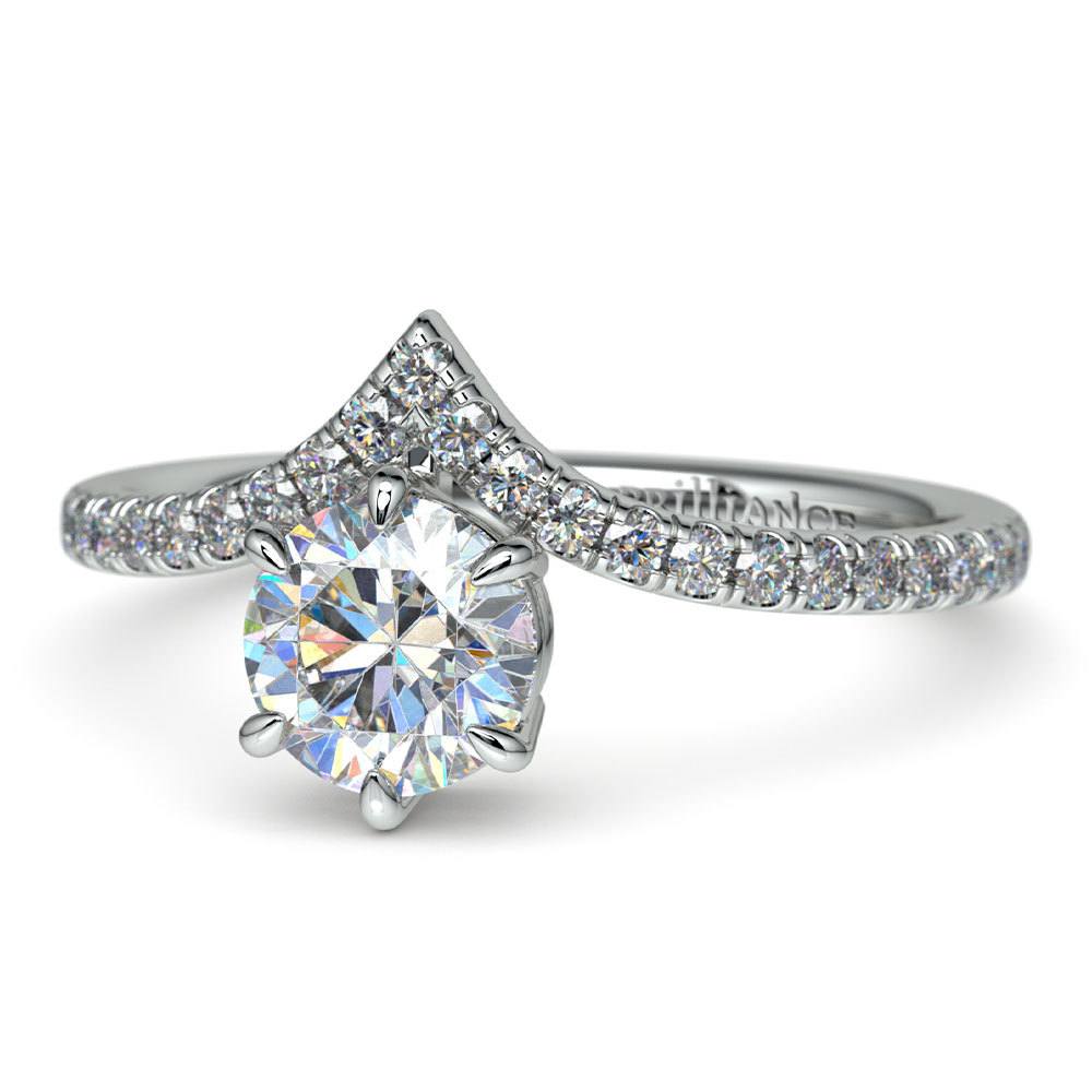 White Gold V Shaped Diamond Ring | Chevron Style