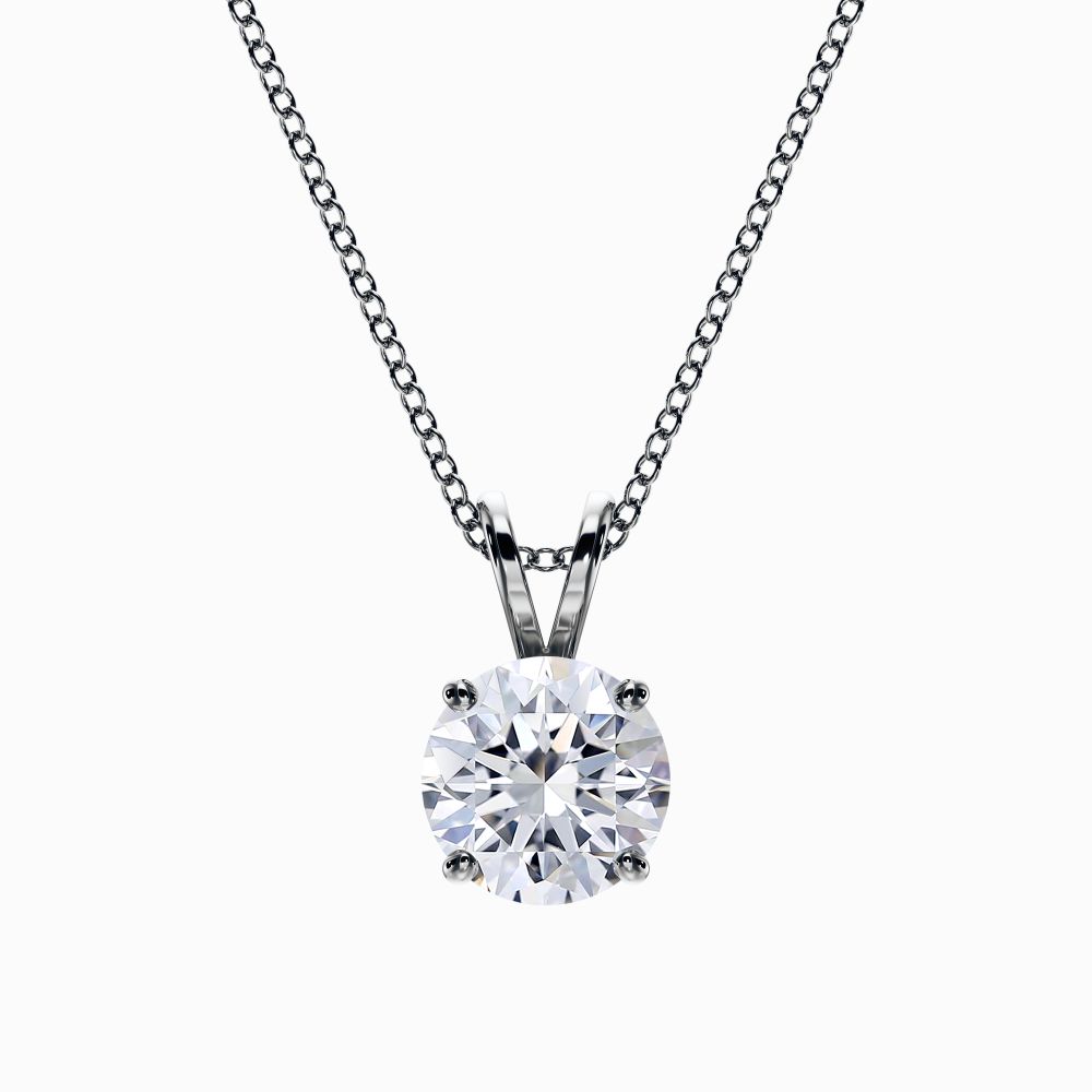 Round Lab Diamond Pendant in White Gold (1.50 Carat)