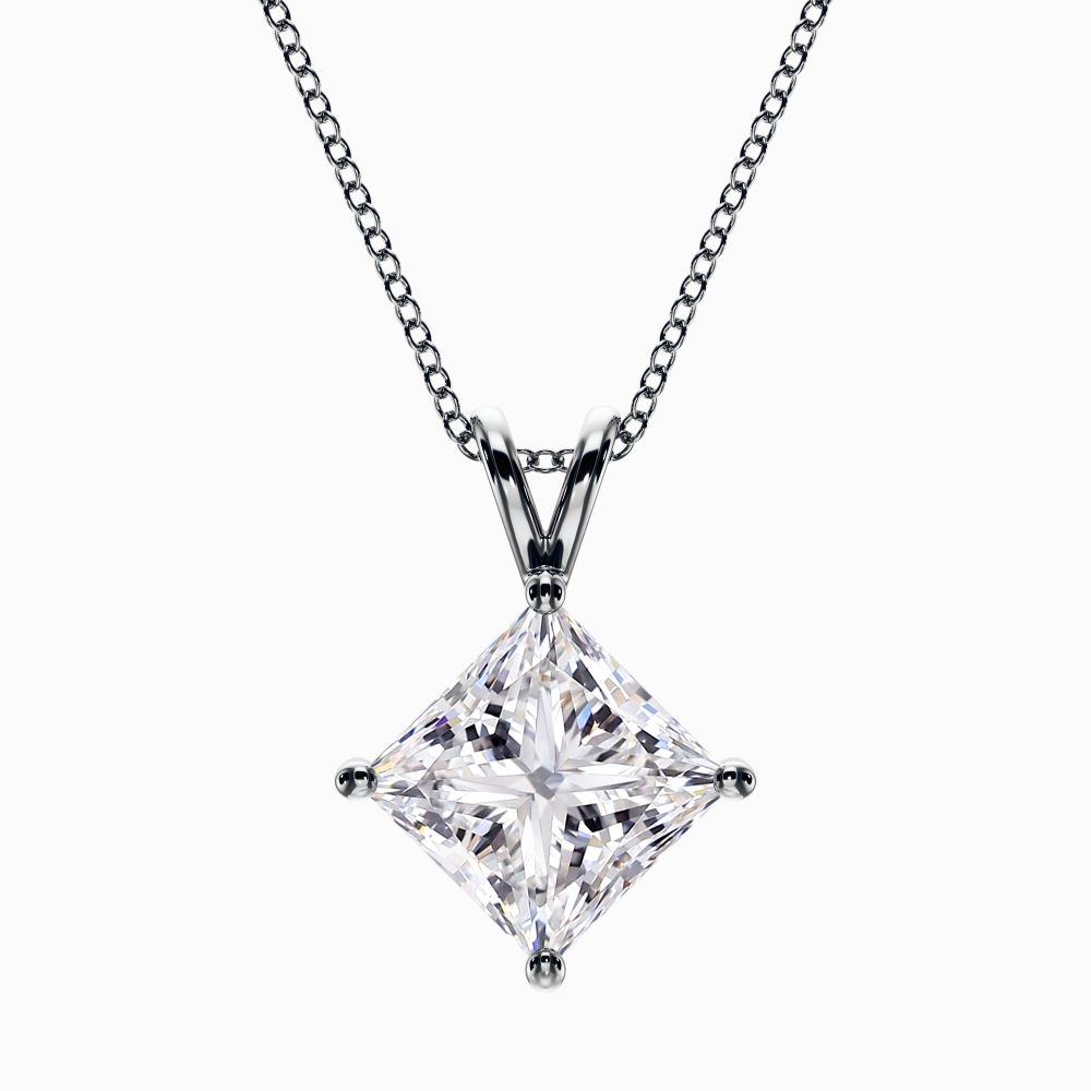 Princess Lab Diamond Pendant in White Gold (3 Carat)