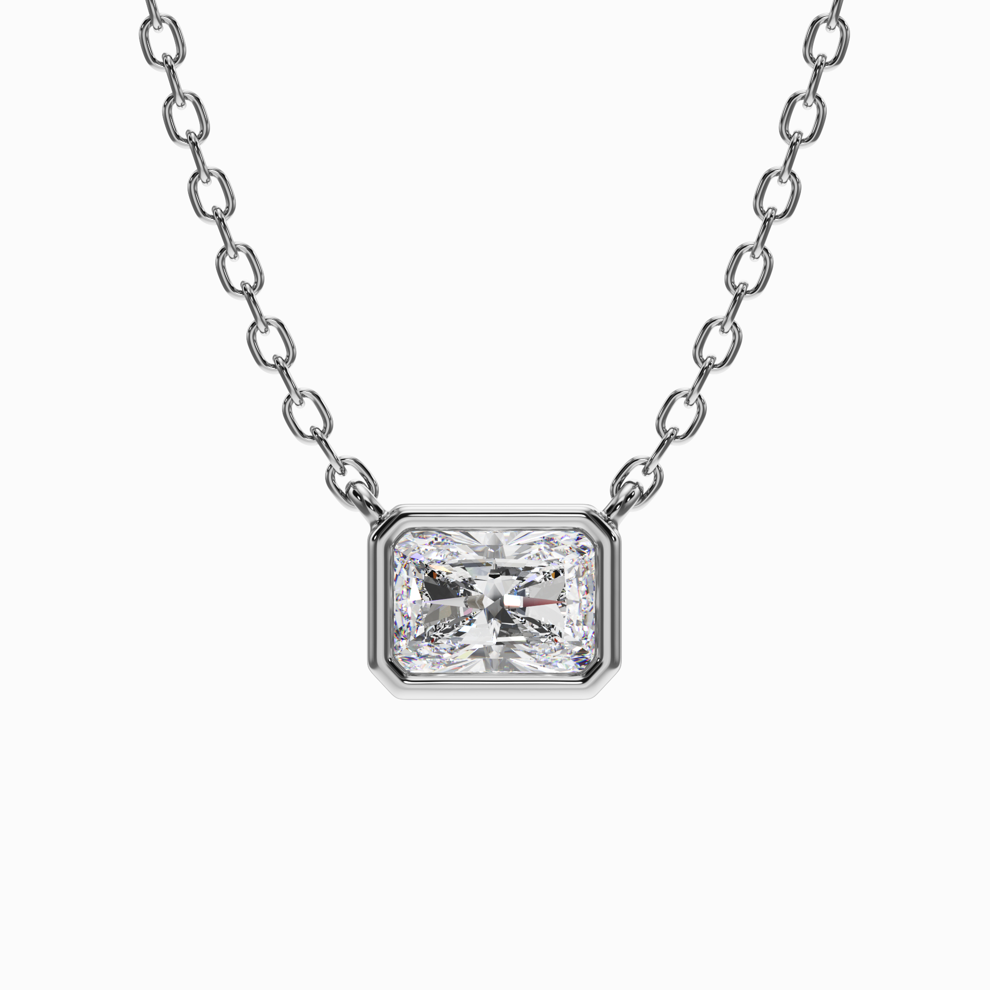 Radiant Lab Diamond Bezel Pendant in White Gold (1.00 carat)