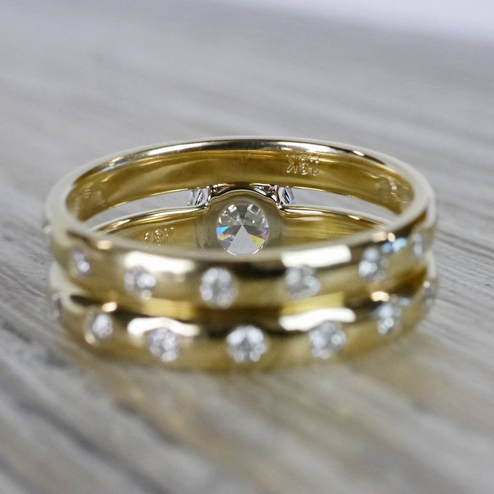 Polka Dot Diamond Ring And Matching Wedding Band