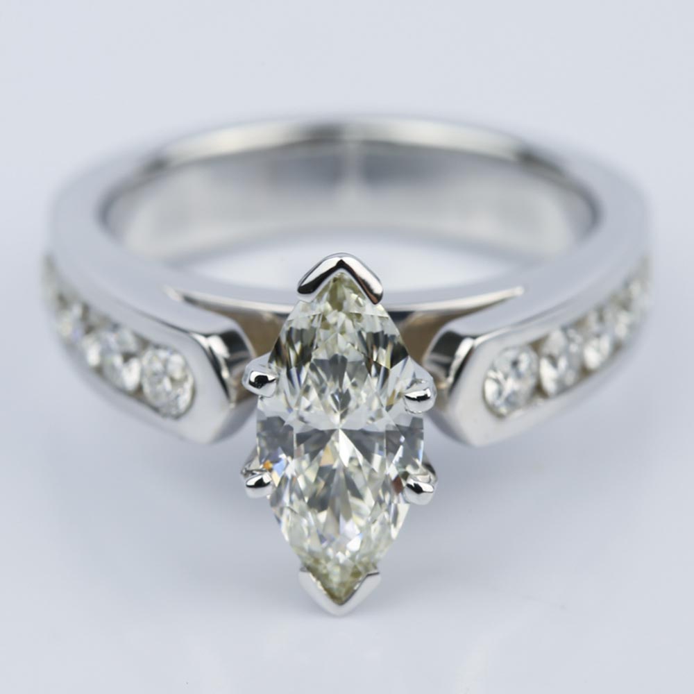 1.06 Carat Marquise Cathedral Diamond Ring with Channel Setting