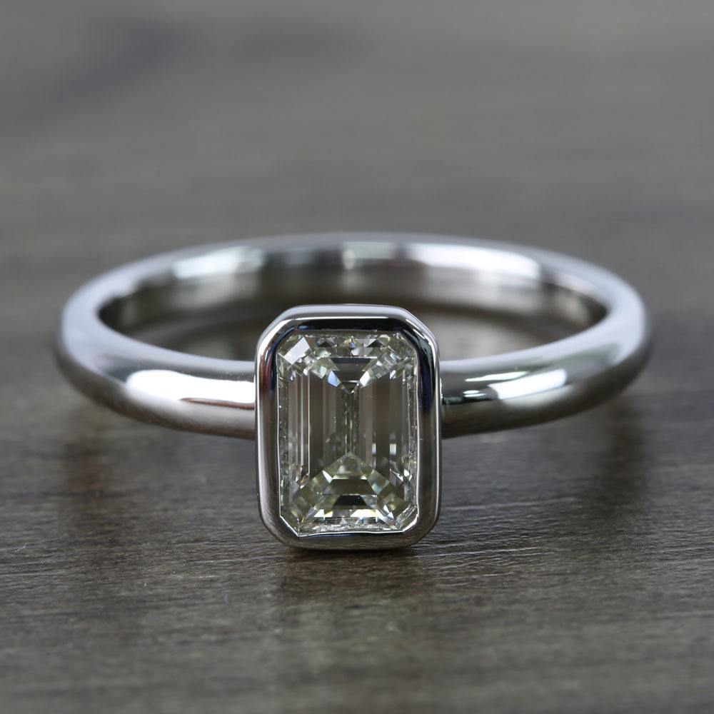 Emerald Bezel Solitaire Diamond Engagement Ring (1 Carat)