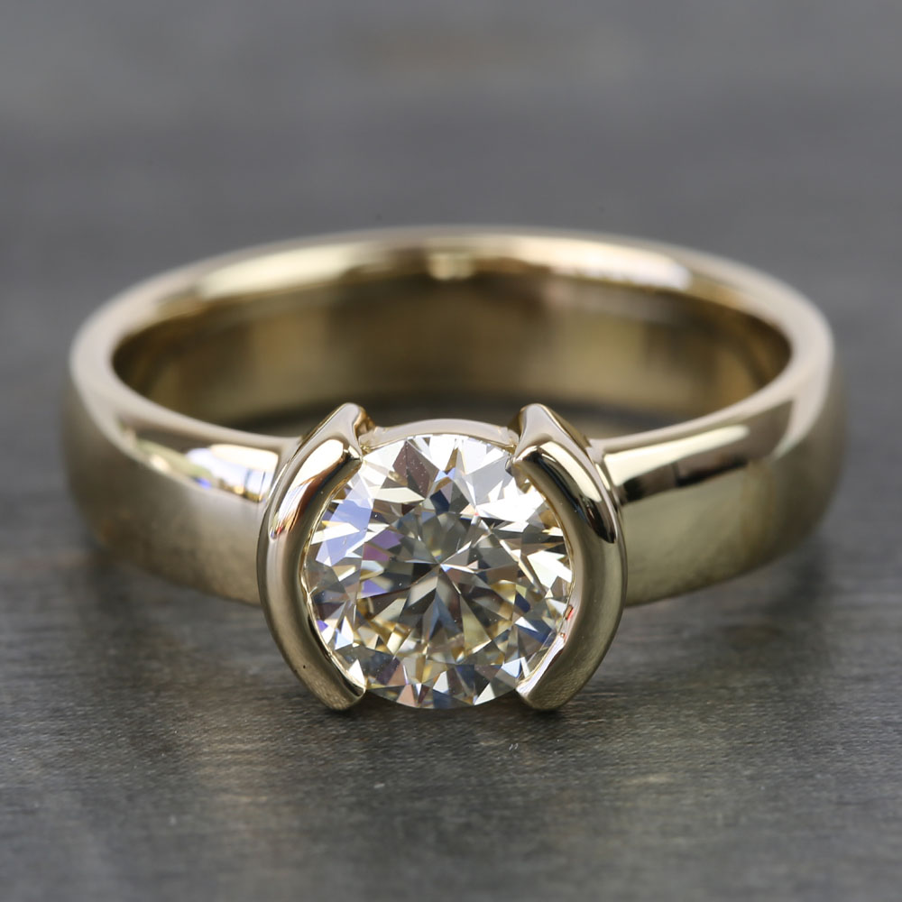 Solitaire Semi Bezel Set Diamond Engagement Ring | 1.24 Ct.
