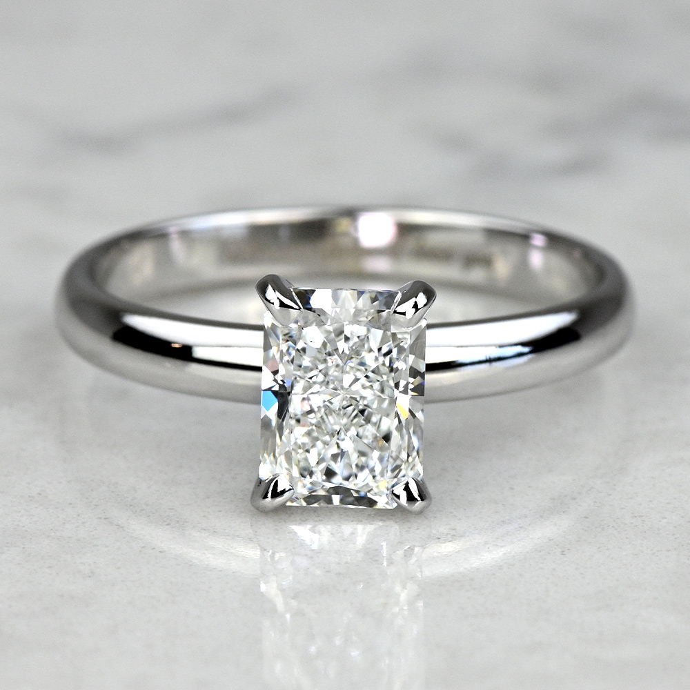 1 Carat Lab Created Radiant Diamond Solitaire Engagement Ring