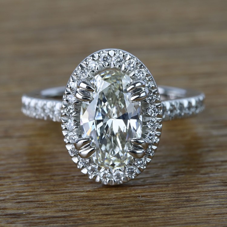 Oval Petite Halo Diamond Engagement Ring 2 Carat Oval Petite Halo Diamond Engagement Ring 2 Carat