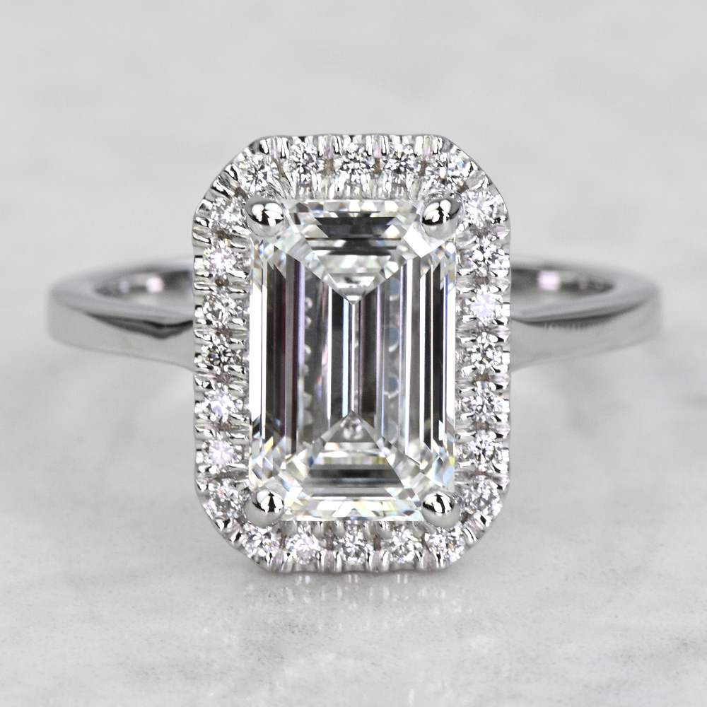 3 Carat Lab Created Emerald Diamond Halo Engagement Ring