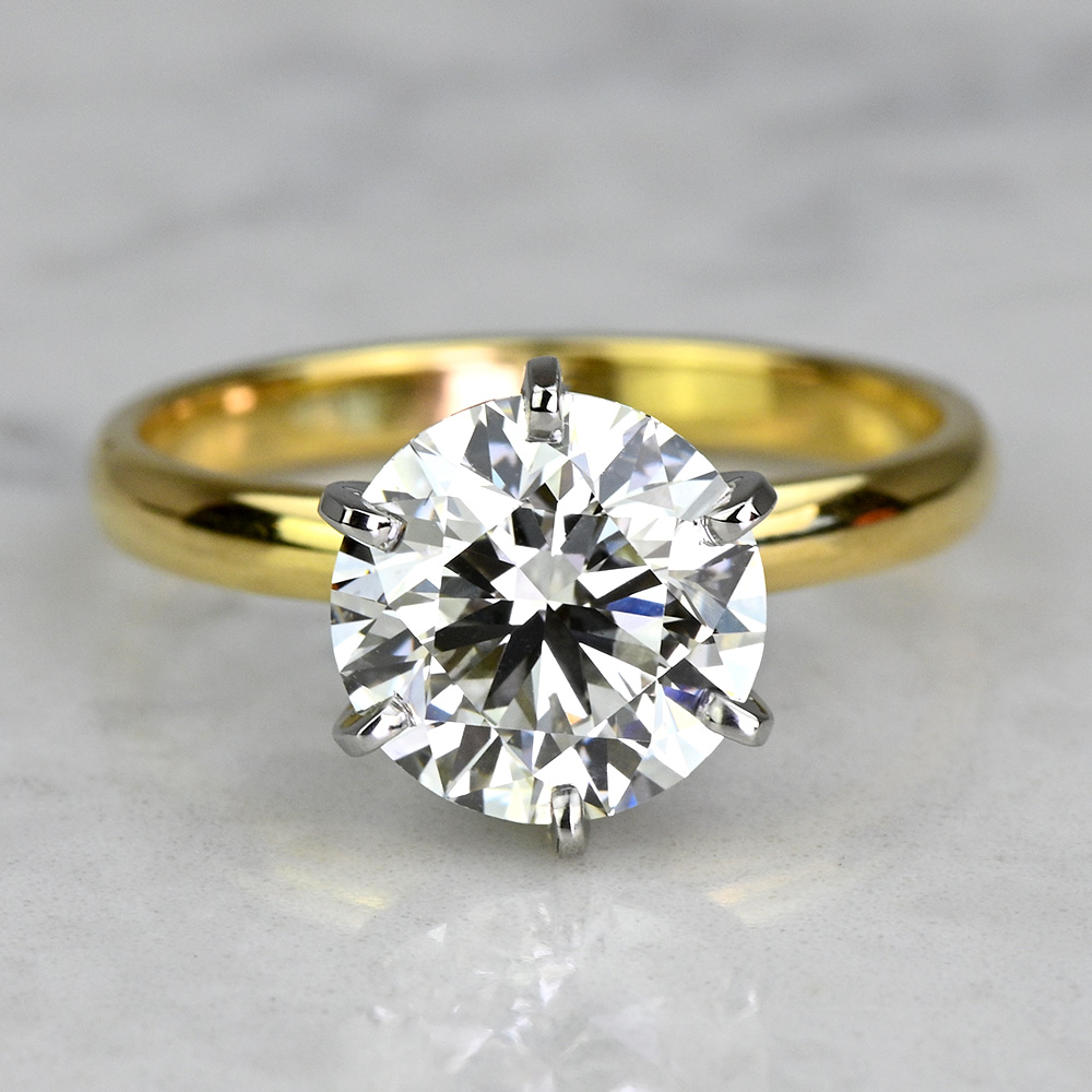 3 Carat Lab Grown Round Diamond Six-Prong Solitaire Engagement Ring