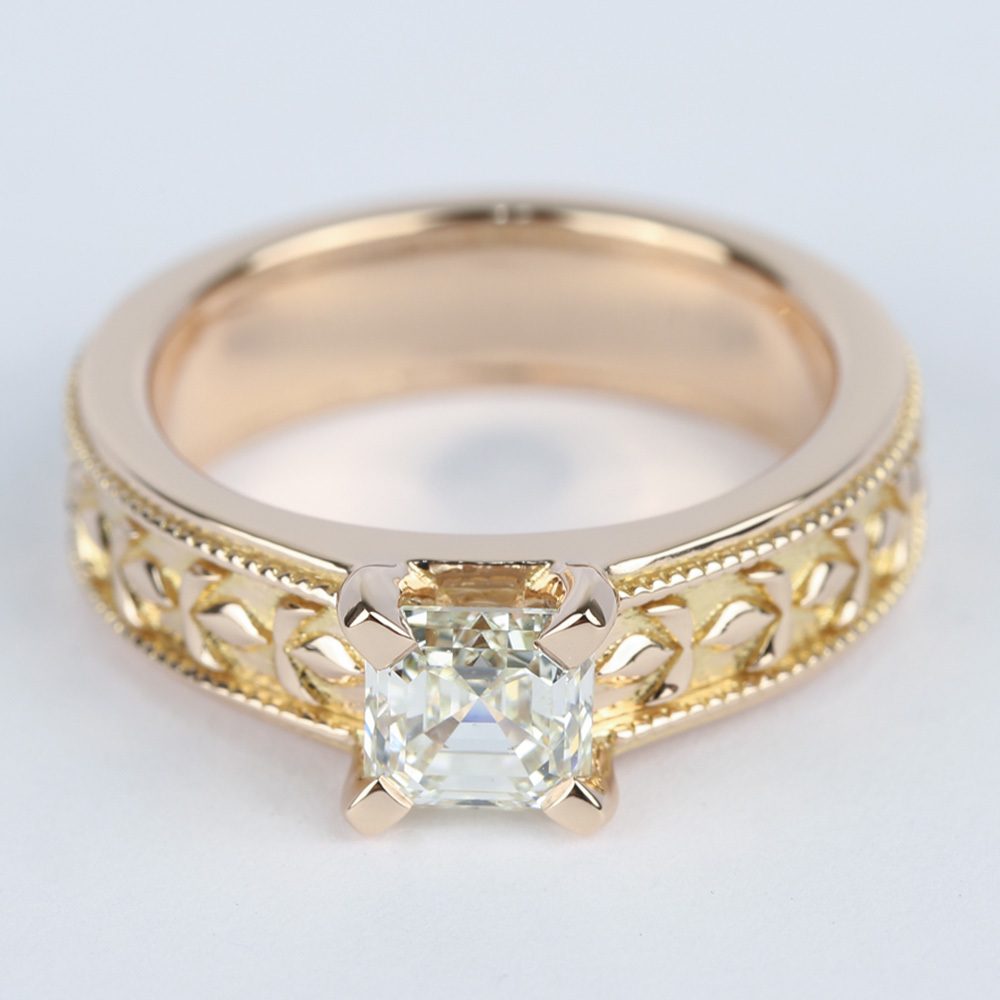 Antique Milgrain Solitaire Engagement Ring in Rose Gold