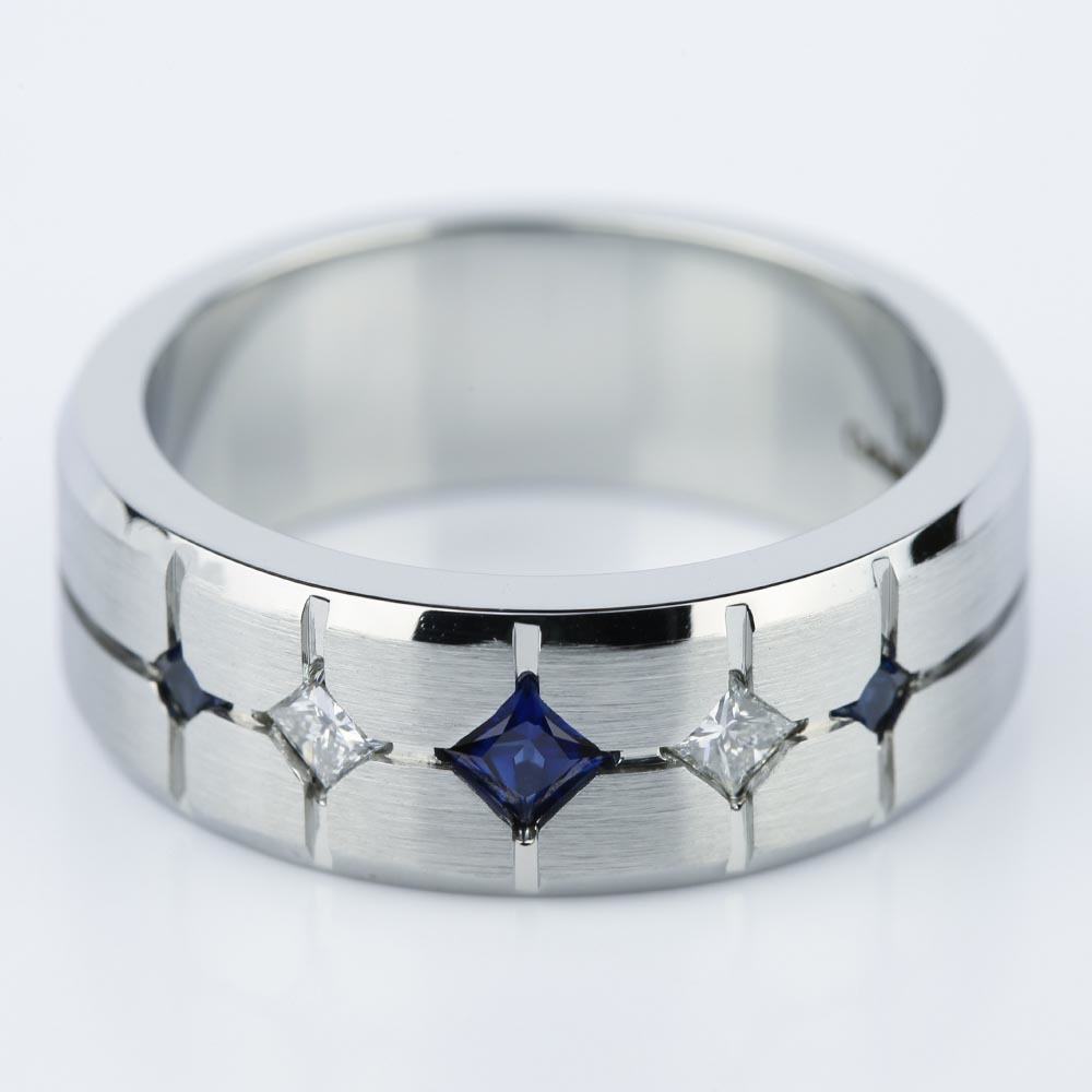 Custom Mens Blue Sapphire Wedding Band In Cobalt