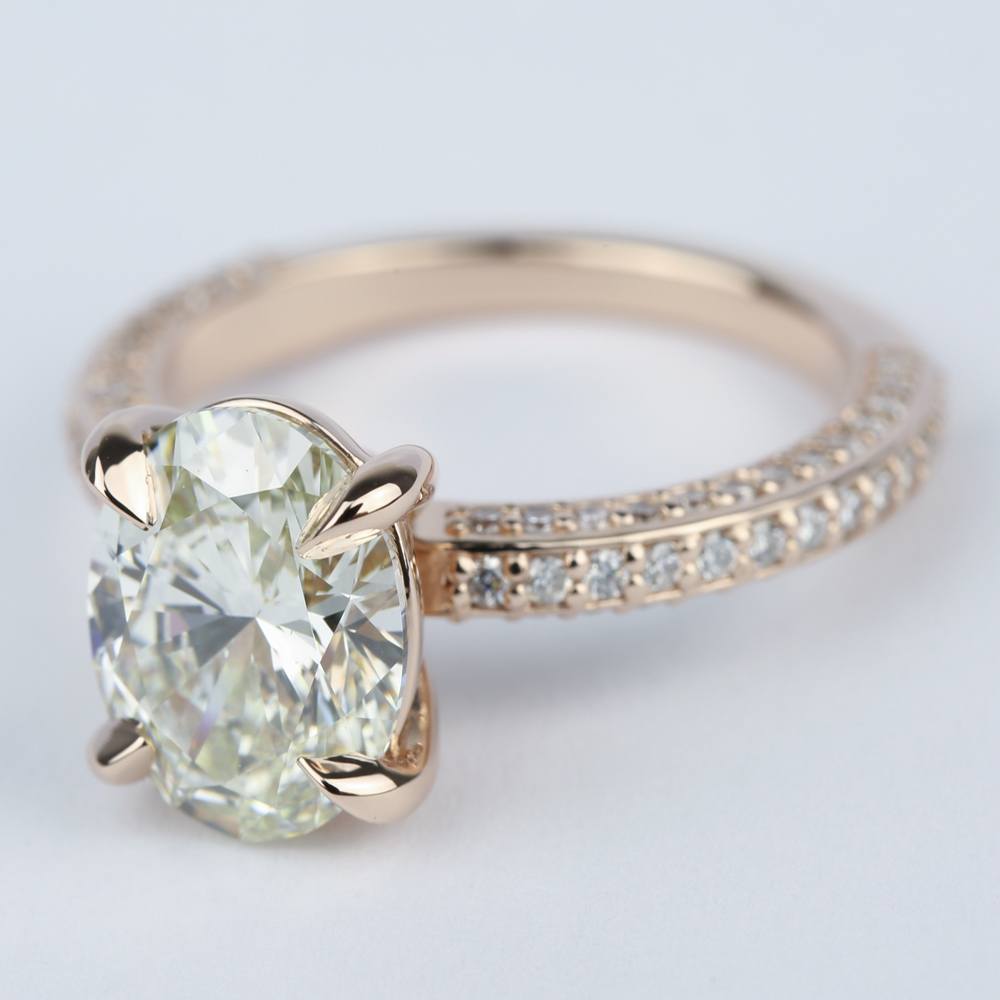 Three-Sided Oval Diamond Engagement Ring in Rose Gold
