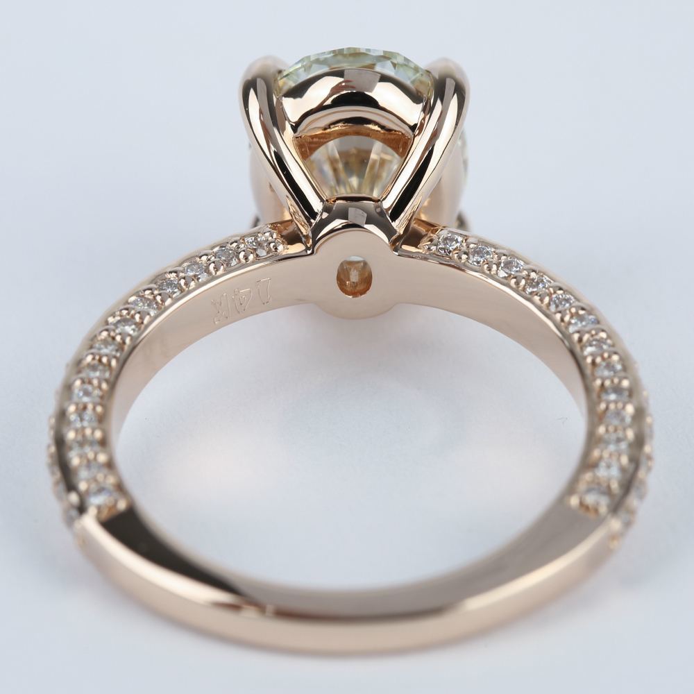 Three-Sided Oval Diamond Engagement Ring in Rose Gold