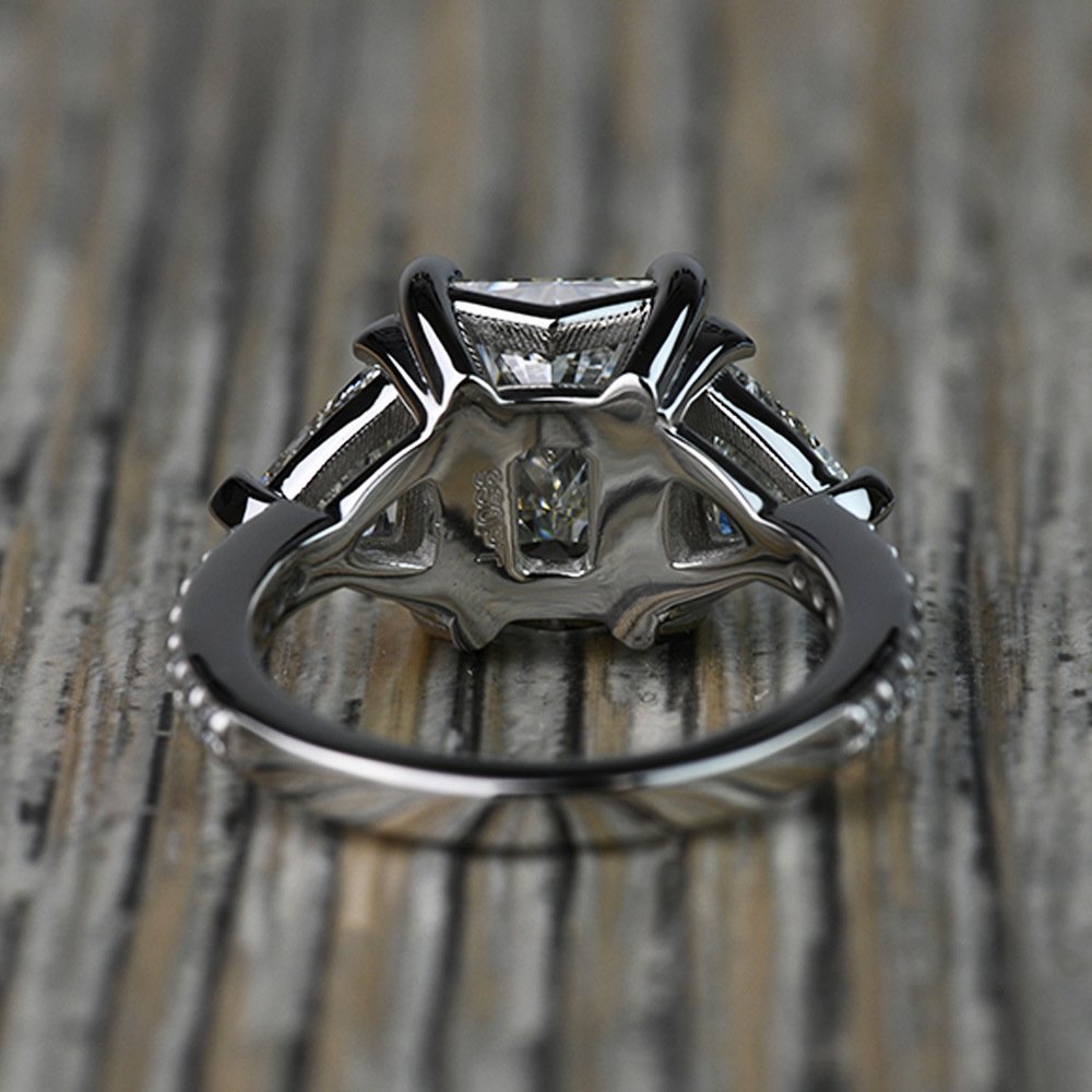 Custom 3 Carat Radiant Diamond Three Stone Engagement Ring