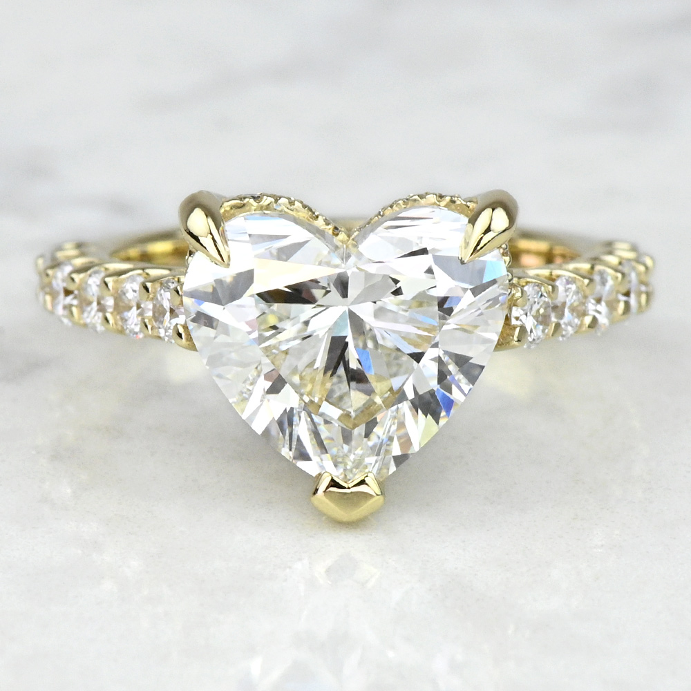Custom 4 Carat Lab Grown Heart Diamond U-Prong Engagement Ring