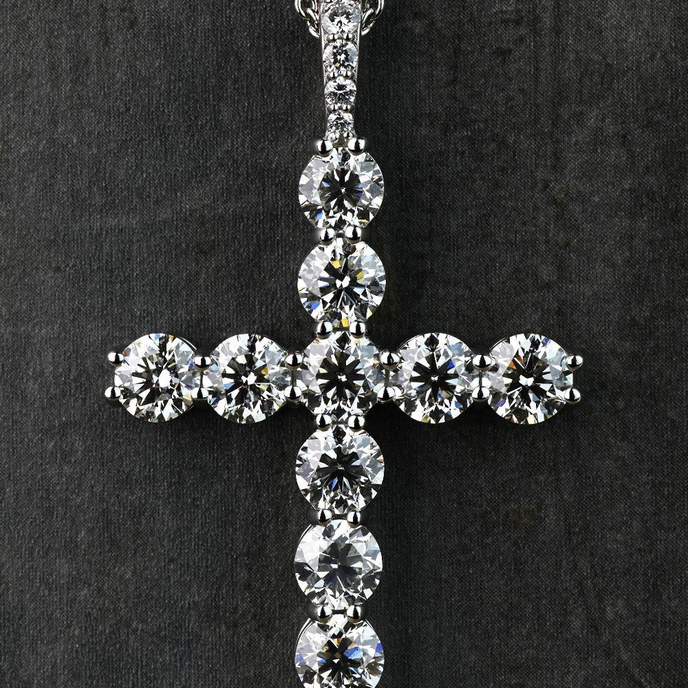 Custom Diamond Cross Necklace with Platinum Chain