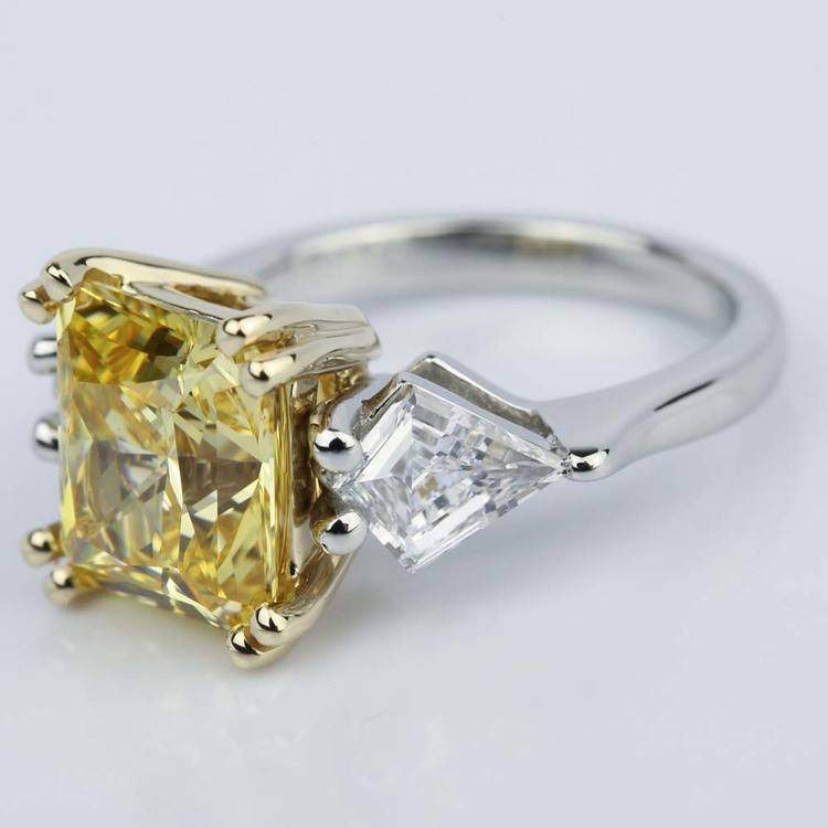 Kite Shaped And Fancy Yellow Diamond Engagement Ring