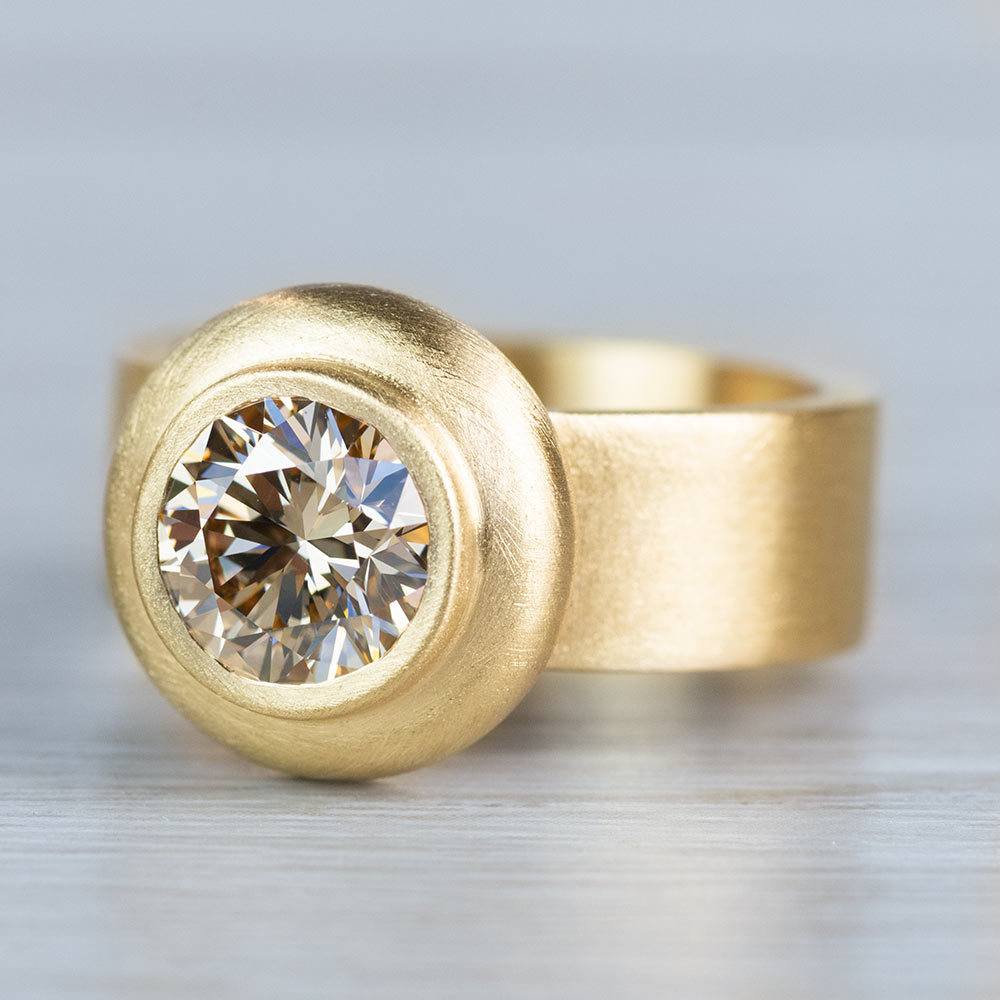 Luxurious Light Brown Bezel Set Diamond Ring