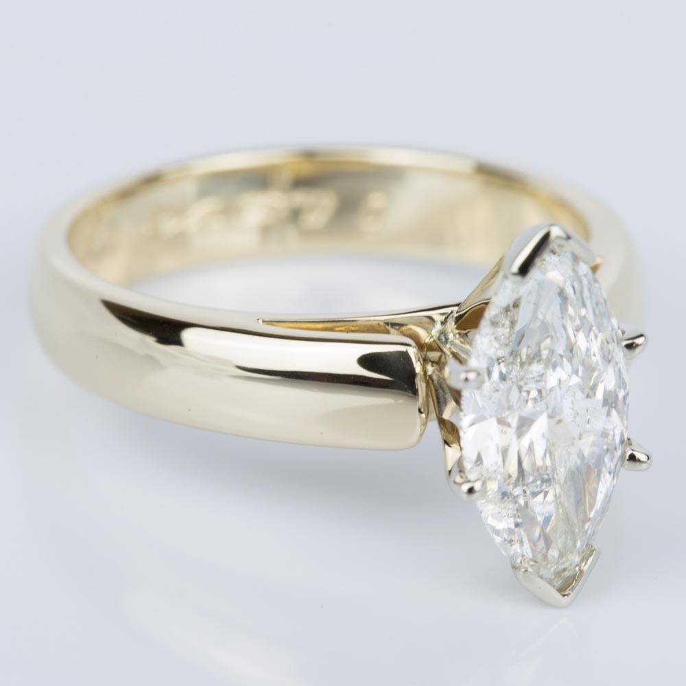 Cathedral Marquise Diamond Ring In Yellow Gold (1.80 Carat)