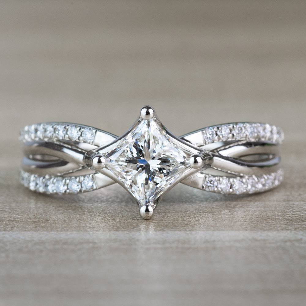 Modern 1.00 Carat Princess Cut Diamond Split Shank Engagement Ring