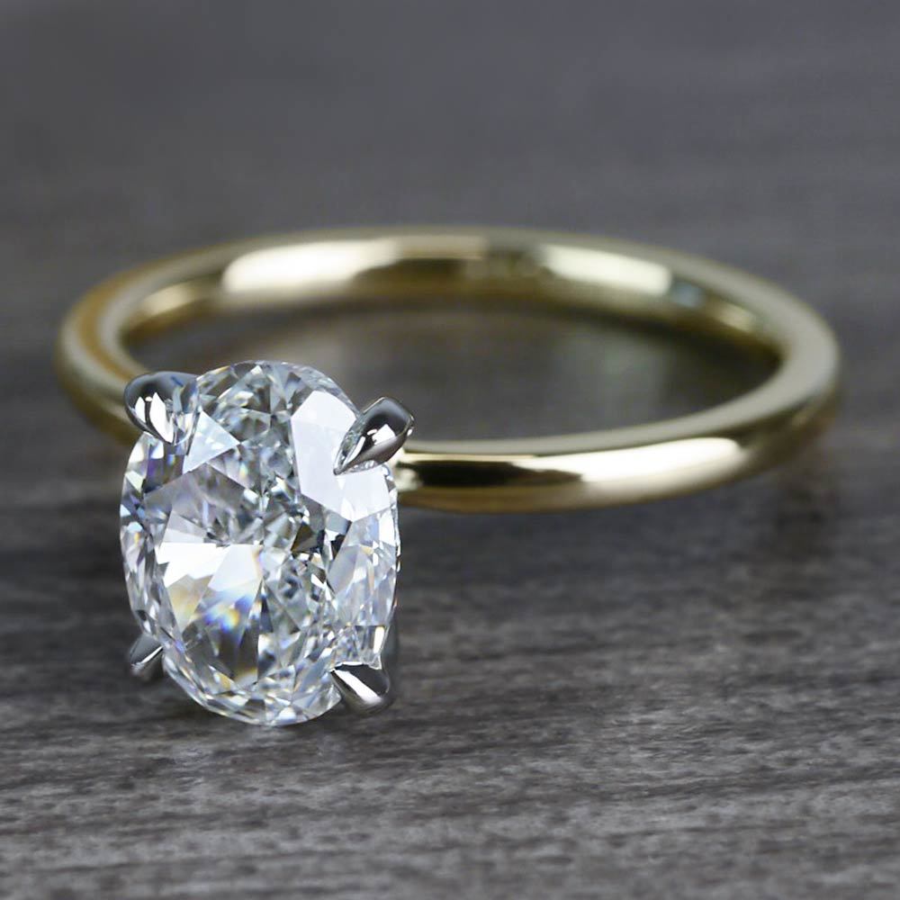 Outstanding Two-Tone Oval Shape 2 Carat Diamond Ring