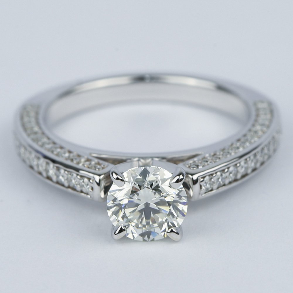 Pave Three-Sided Diamond Engagement Ring (1 Carat)