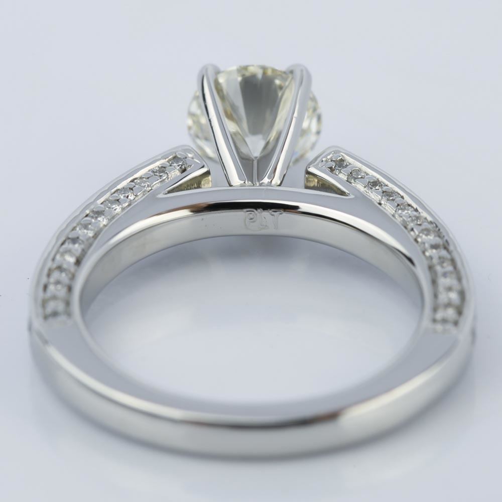 3 Sided Pave Diamond Engagement Ring In Platinum